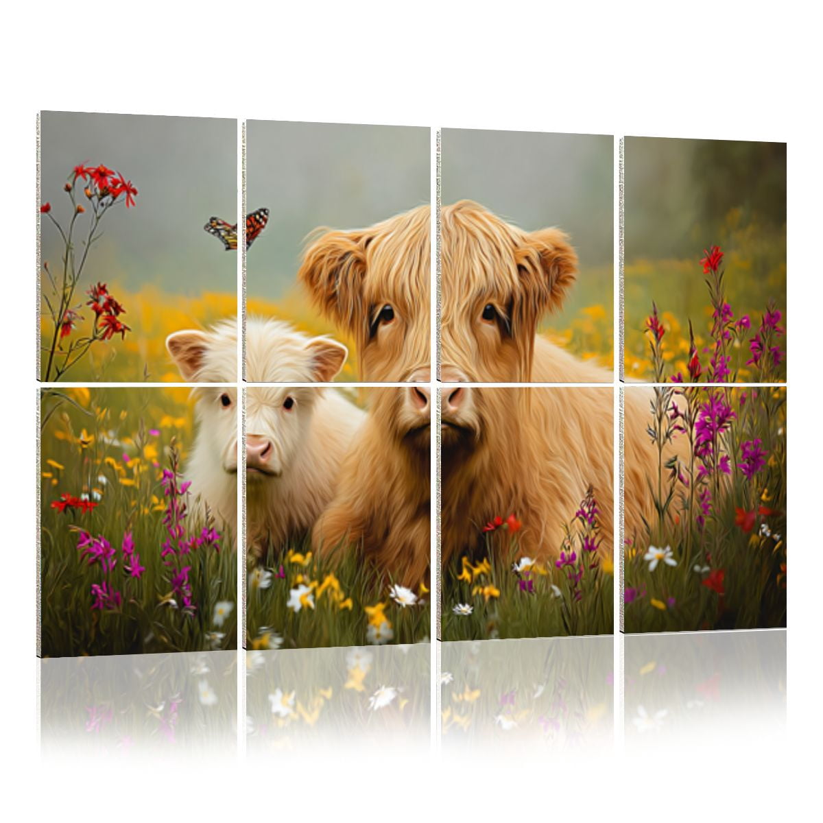 8 Pack Art Acoustic Panels Sound Absorbing Highland Cattle Pair ...
