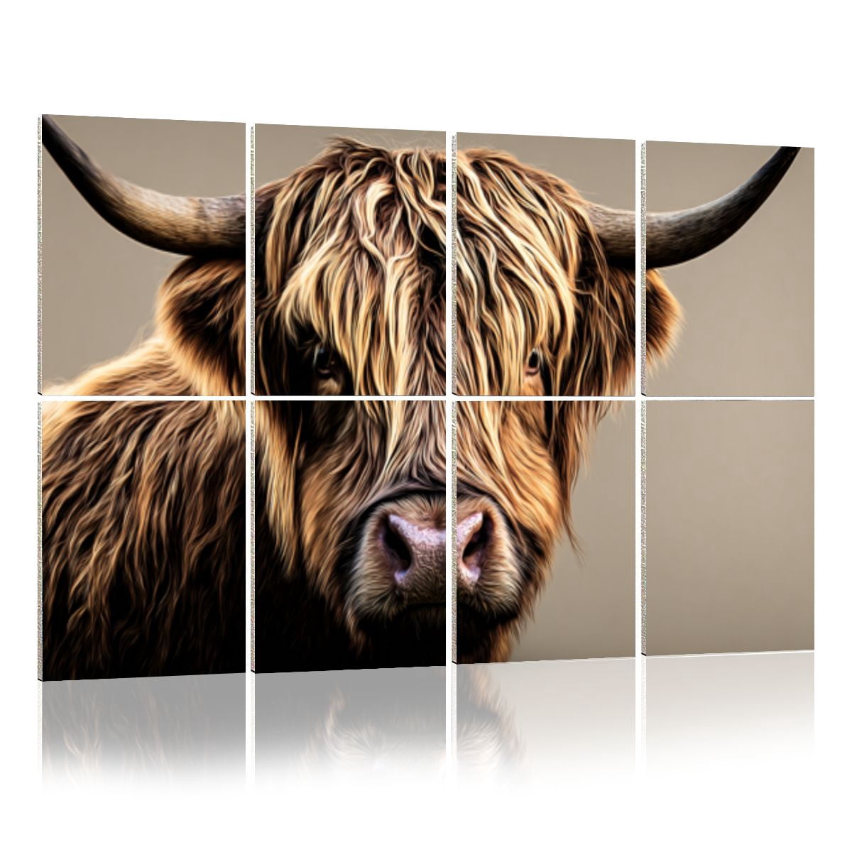 8 Pack Art Acoustic Panels Sound Absorbing Highland Cow Long Brown ...