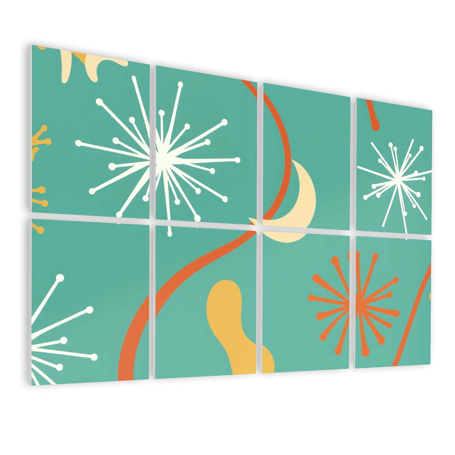 8 Pack Art Acoustic Panels Sound Absorbing Retro Teal Moon Organic ...