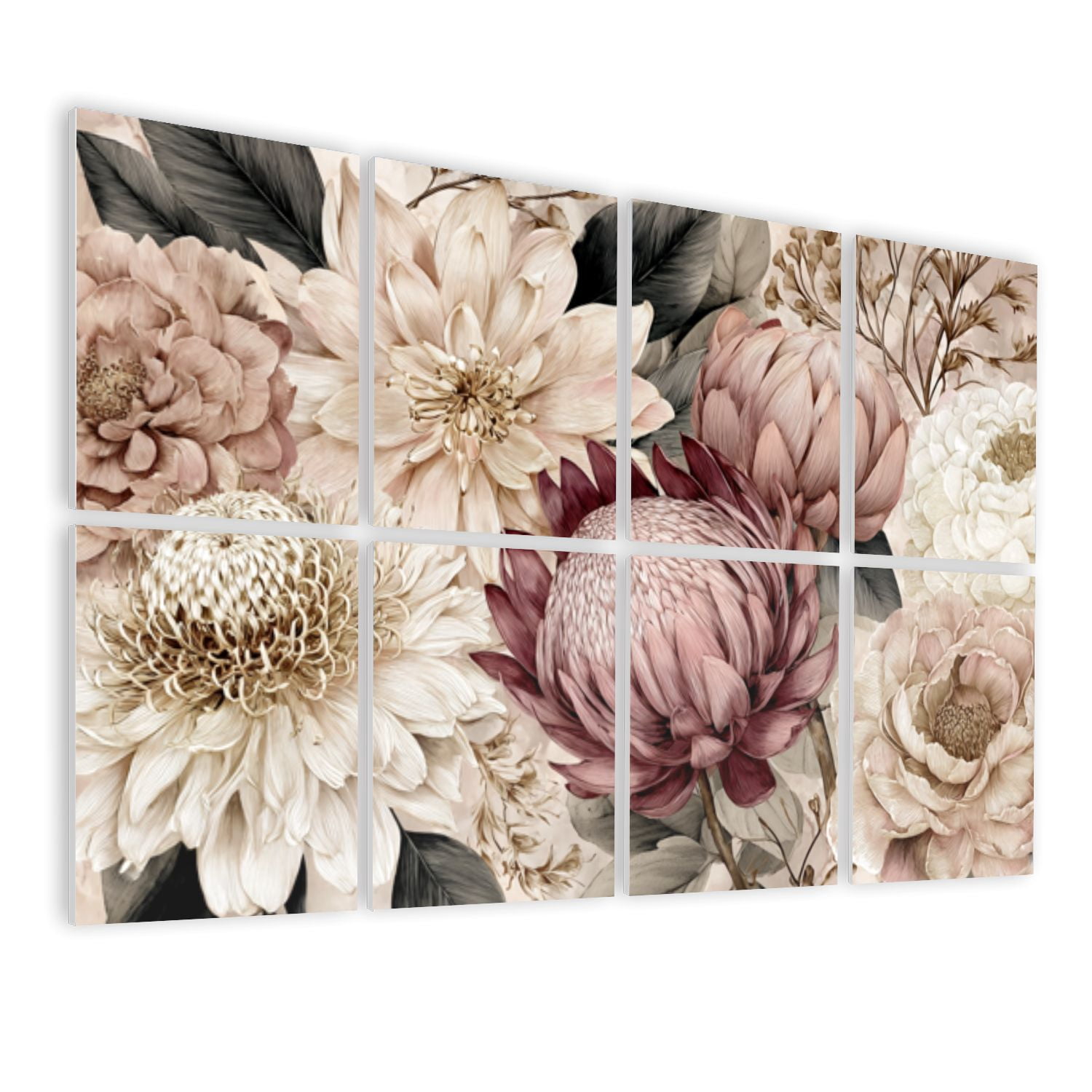 8 Pack Art Acoustic Panels Sound Absorbing Romantic Floral Watercolor ...