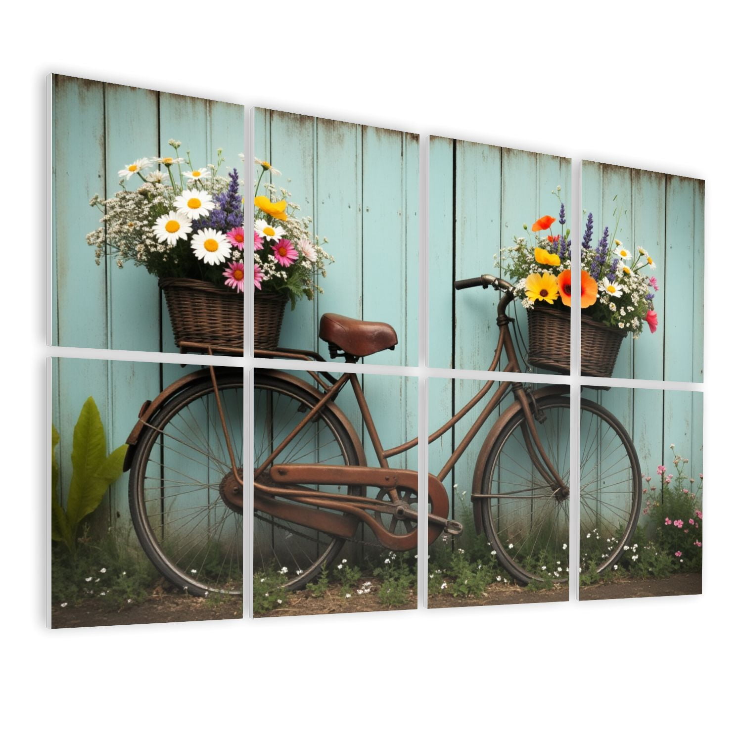 8 Pack Art Acoustic Panels Sound Absorbing Vintage Bicycle Flower ...