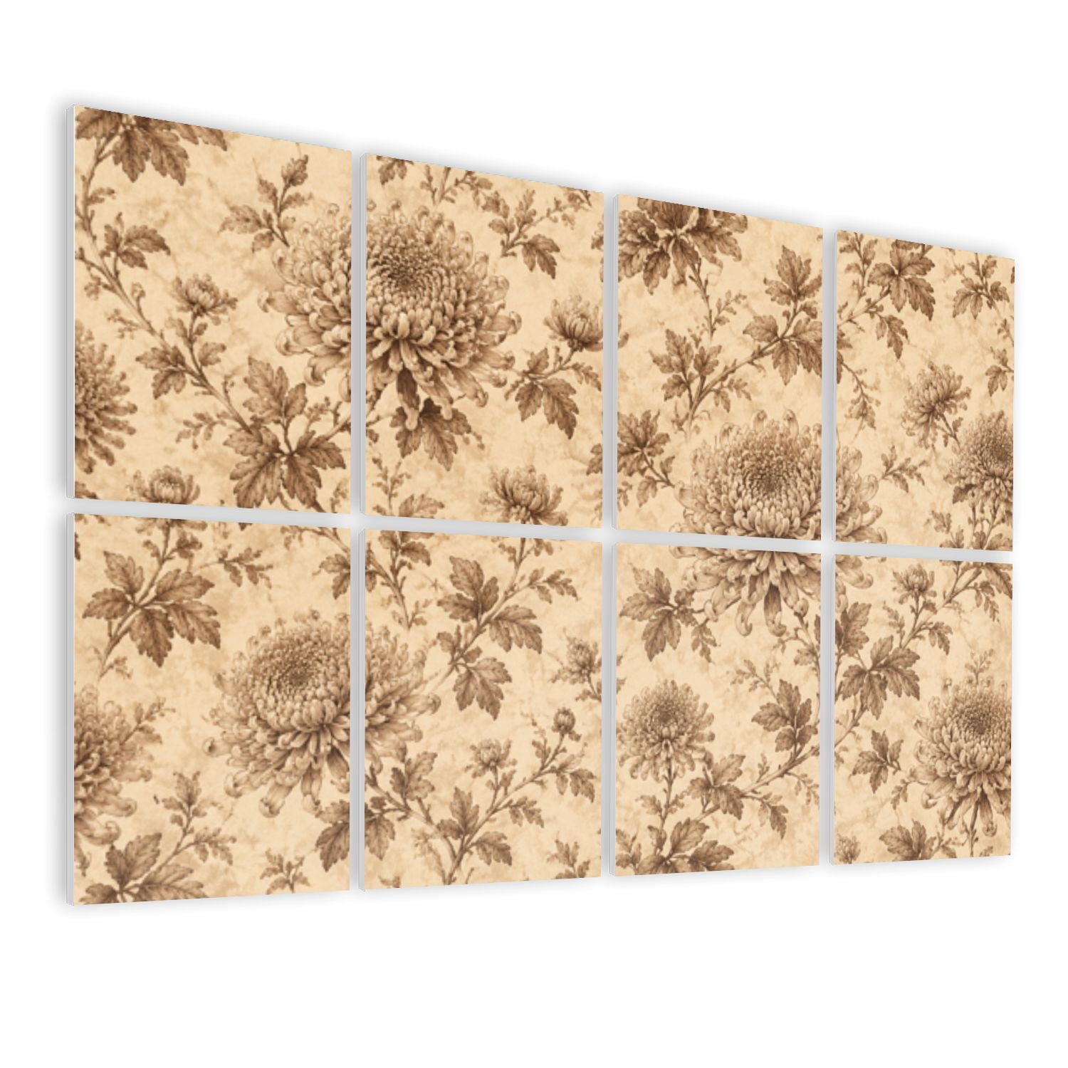 8 Pack Art Acoustic Panels Sound Absorbing Vintage Floral Soft Beige ...