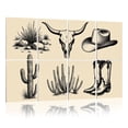 8 Pack Art Acoustic Panels Sound Absorbing Western Cowboy Hat Boots Cow ...