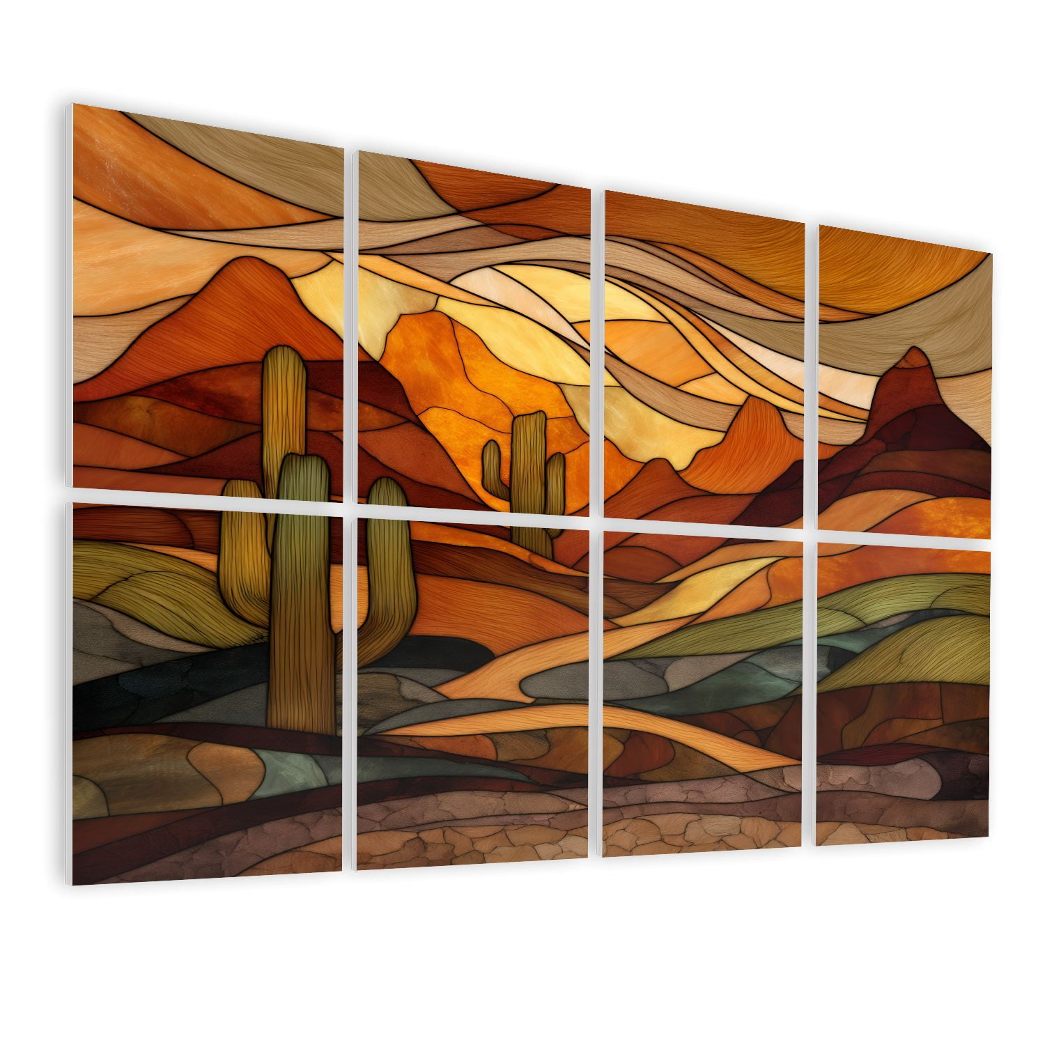 8 Pack Art Acoustic Panels Sound Absorbing Western Desert Stained Glass ...