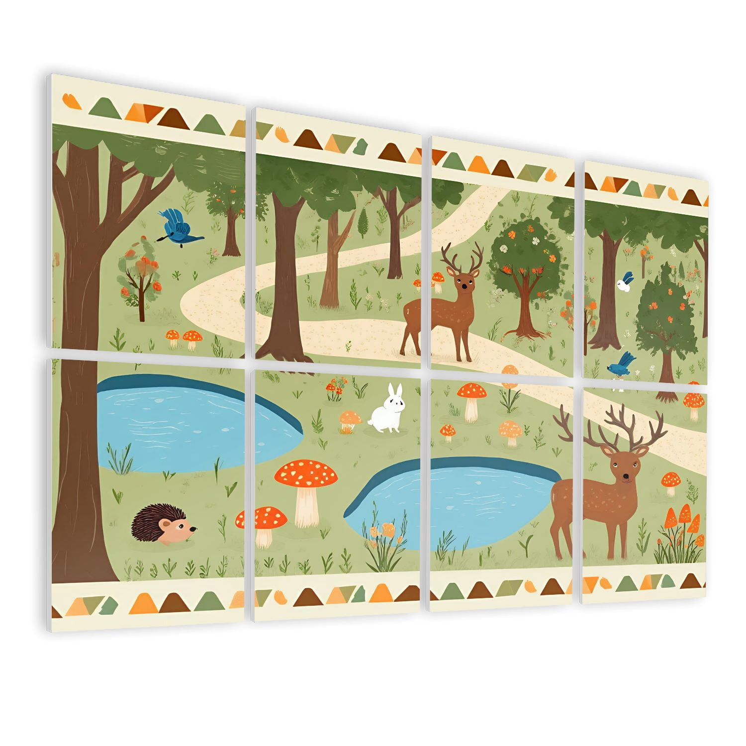 8 Pack Art Acoustic Panels Sound Absorbing Whimsical Forest Scene Deer ...