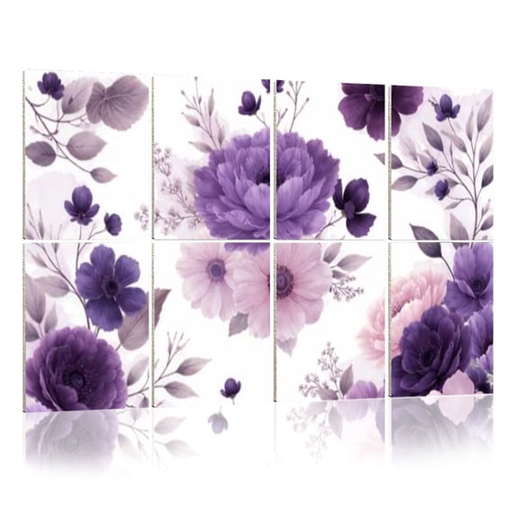 8 Pack Art Acoustic Panels Sound Absorbing White Purple Rose Floral ...