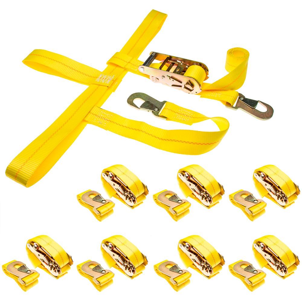 8-Pack Auto Hauler 13in-16in Wheel Bonnet Ratchet Tie-Down Strap ...