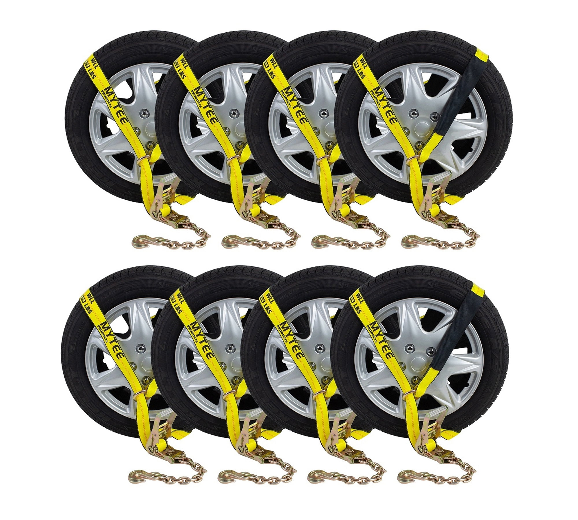 (8 Pack) Auto Hauler Car Flatbed Tie Down Kit Lasso Wheel Ratchet ...