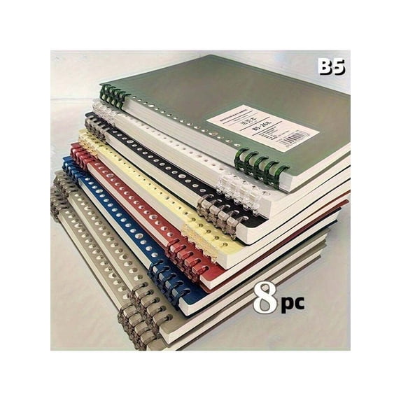 8-Pack B5 Hardcover Spiral Notebooks - Retro Design, Tearable Thick ...