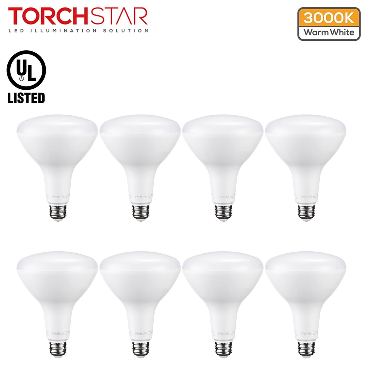 8Pack BR40 Led Bulb, Dimmable, Bright Indoor Flood Light, 3000K Warm ...