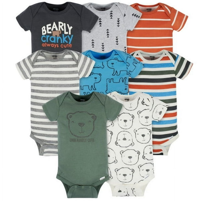 8-Pack Baby Boys Unbearably Cute Short Sleeve Onesies® Bodysuits ...