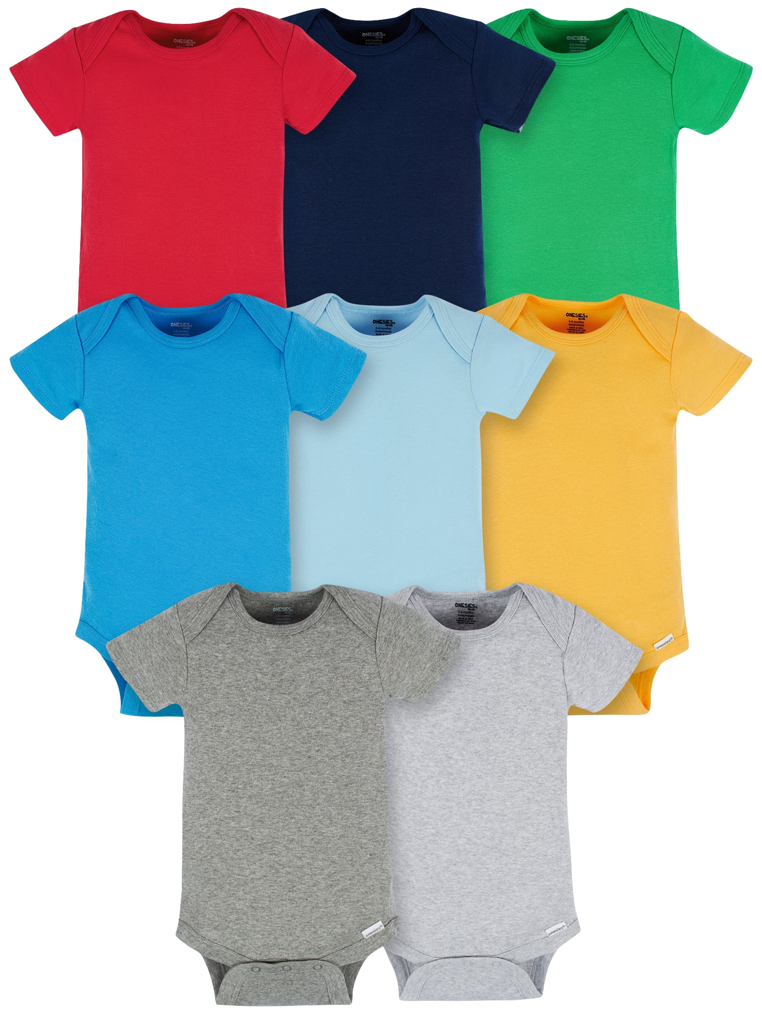 Onesies Brand Baby Boy Short Sleeve Onesies Bodysuits, 8-Pack, Sizes ...