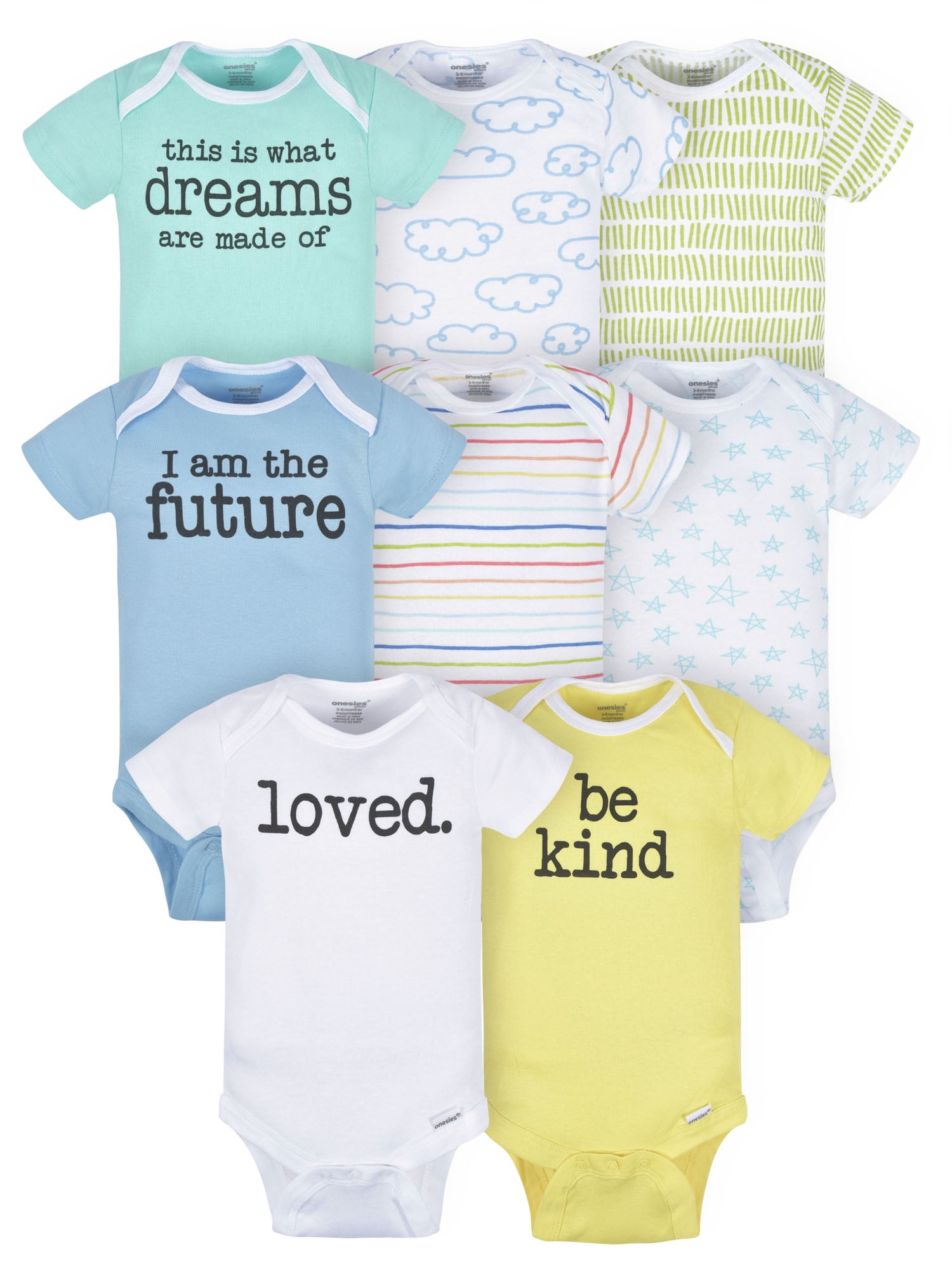 Onesies Brand Baby Onesie, Gender Neutral, Short Sleeve, 8-Pack, Infant ...