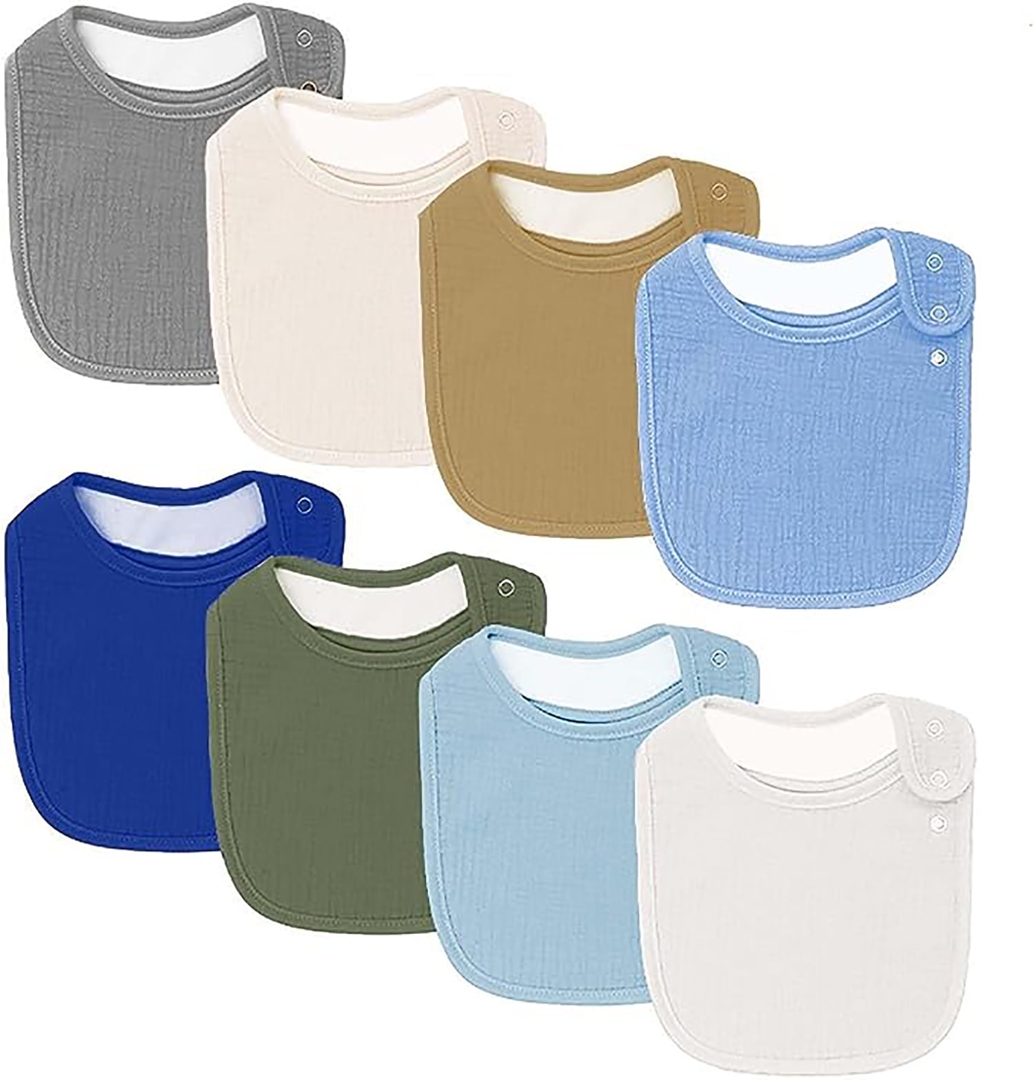 VOMARHUG 8 Pack Baby Snap Muslin Bibs, Cotton Bandana Bibs, Adjustable ...
