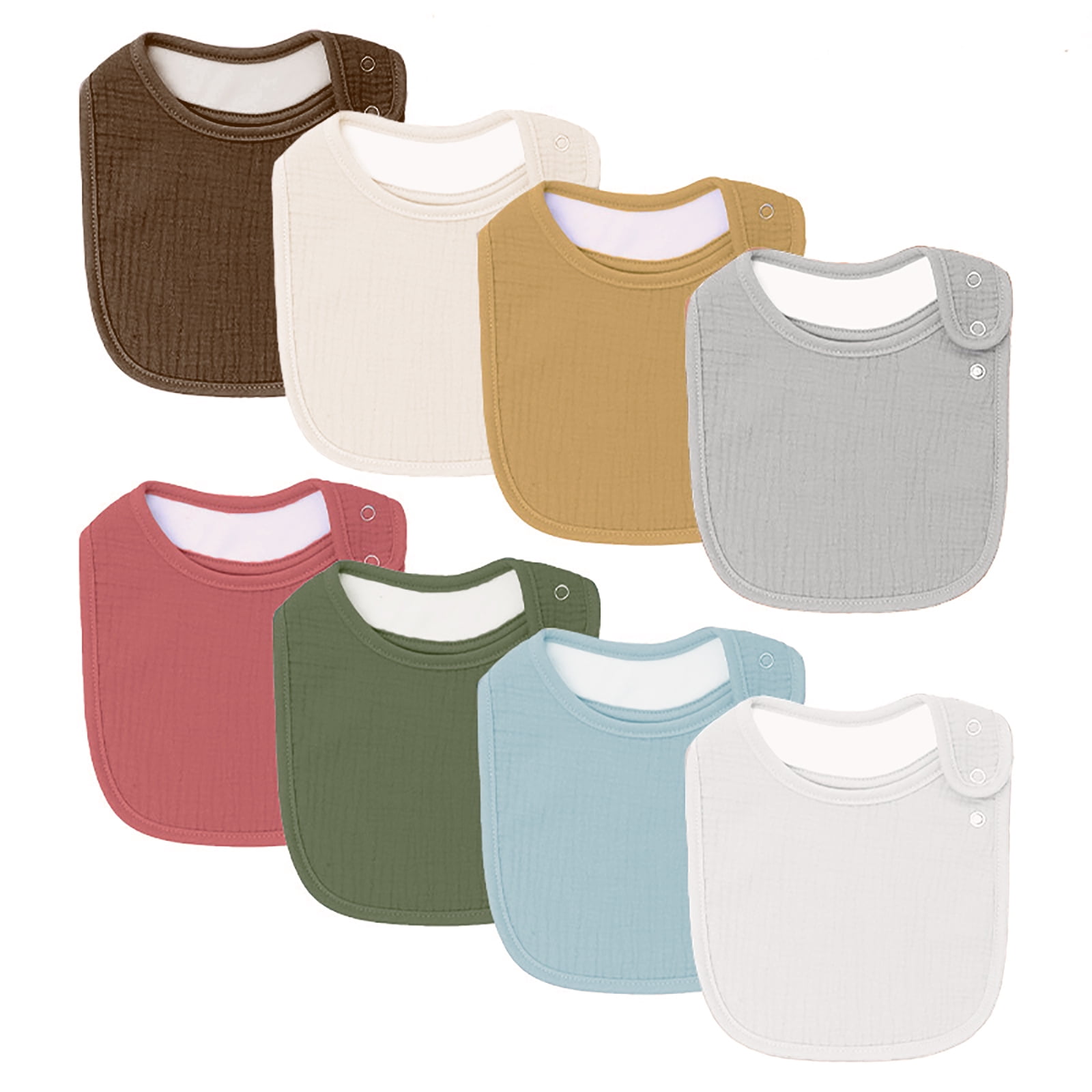 VOMARHUG 8 Pack Adjustable Muslin Snap Bibs, Soft Absorbent Cotton ...