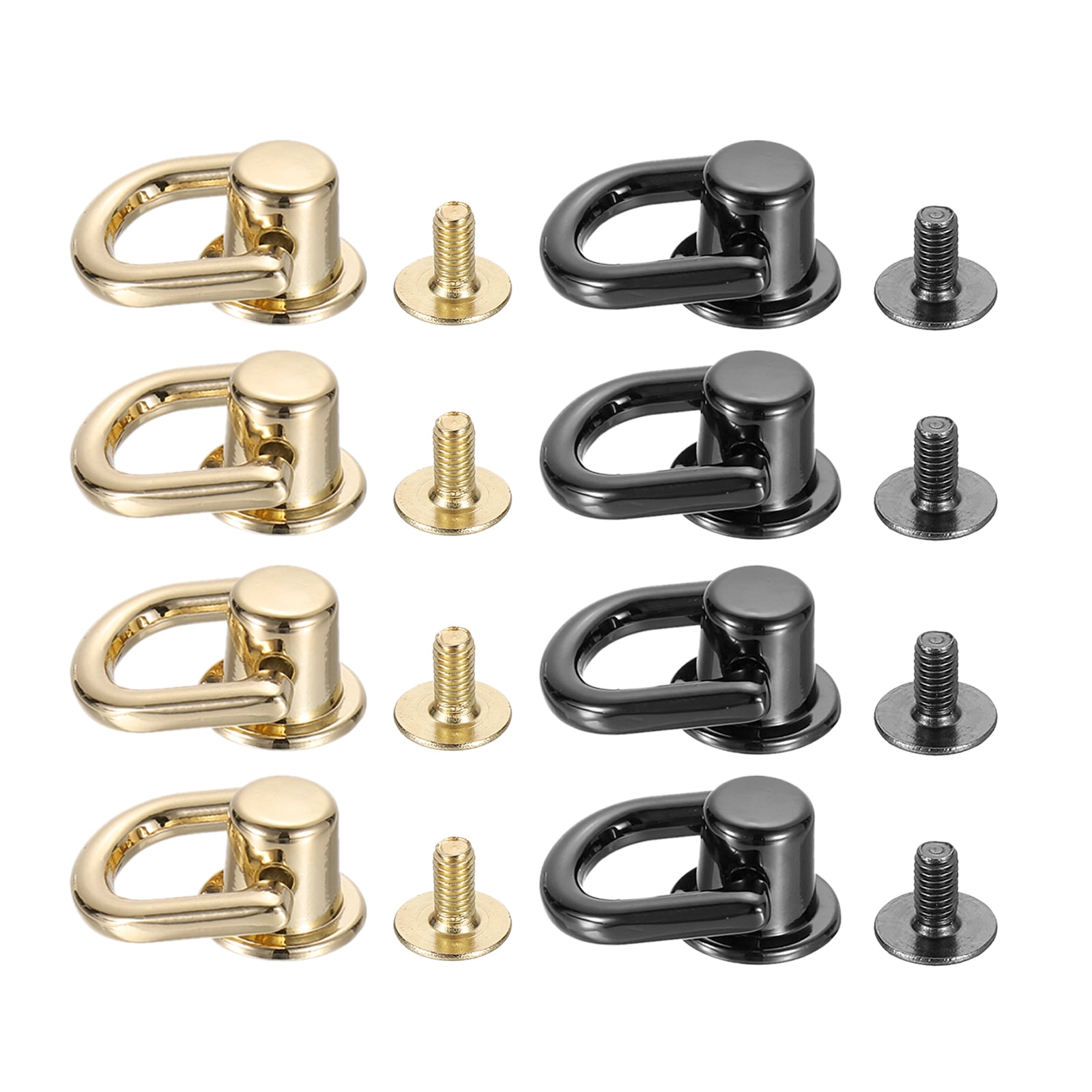 8 Pack Ball Post Head Button Studs with D Ring Screw Rivets, Gold ...