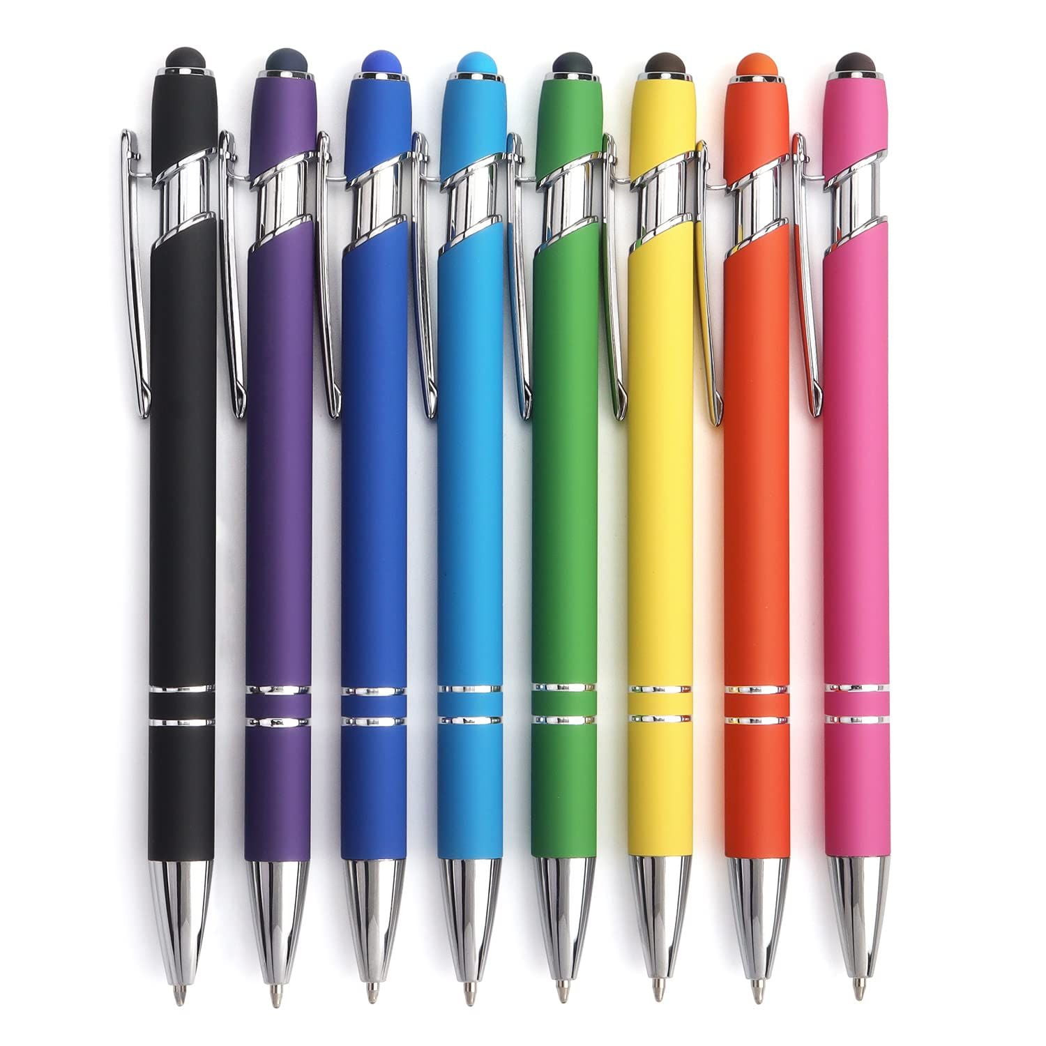 8 Pack Ballpoint Pen 2-in-1 Stylus Retractable Ballpoint Pen with ...