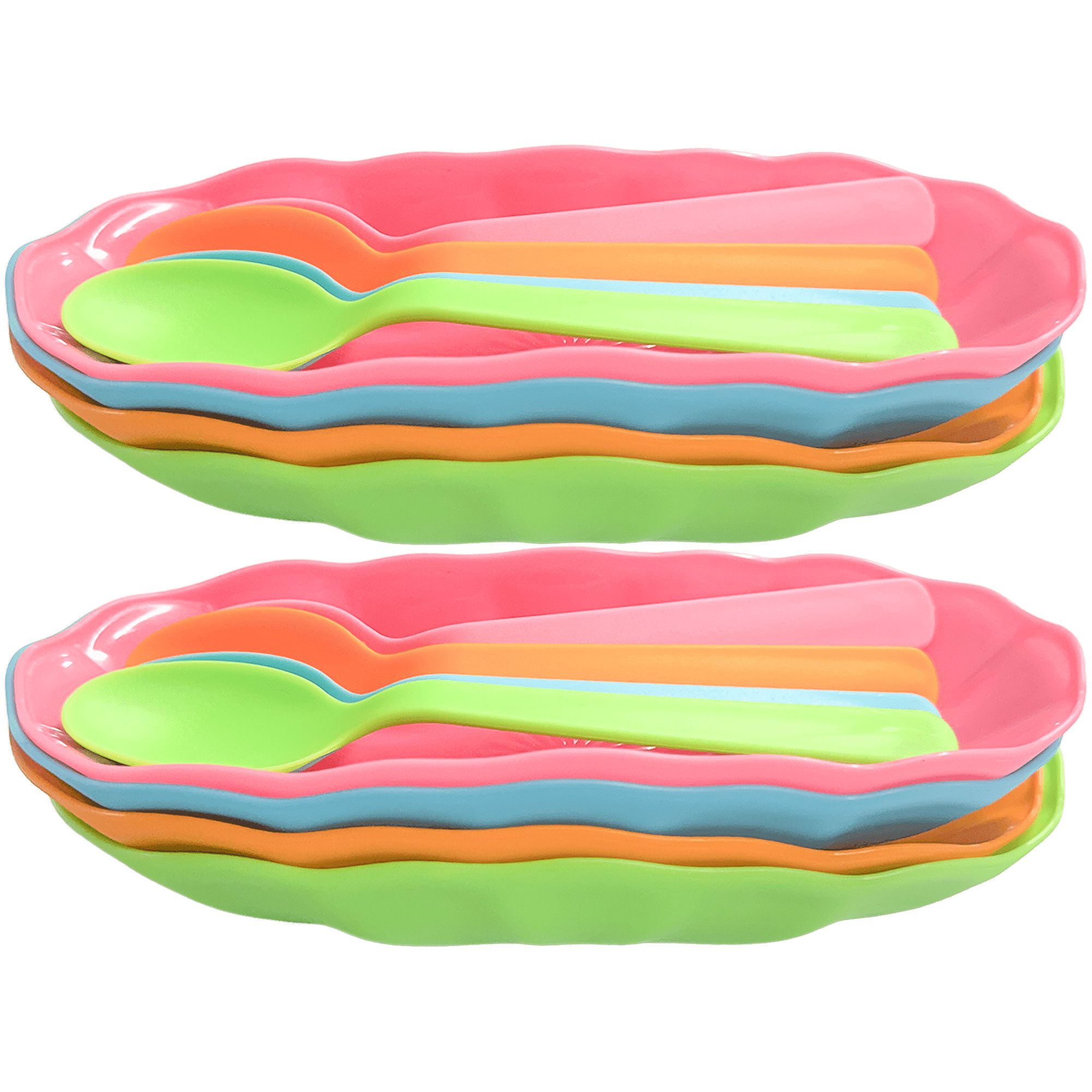 8 Pack Banana Split Dessert Boat Dishes with Spoons – Colorful Sundae ...