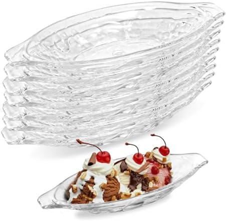 8 Pack Banana Split Dish Boat, 8oz Acrylic Ice Cream Splits Plate ...