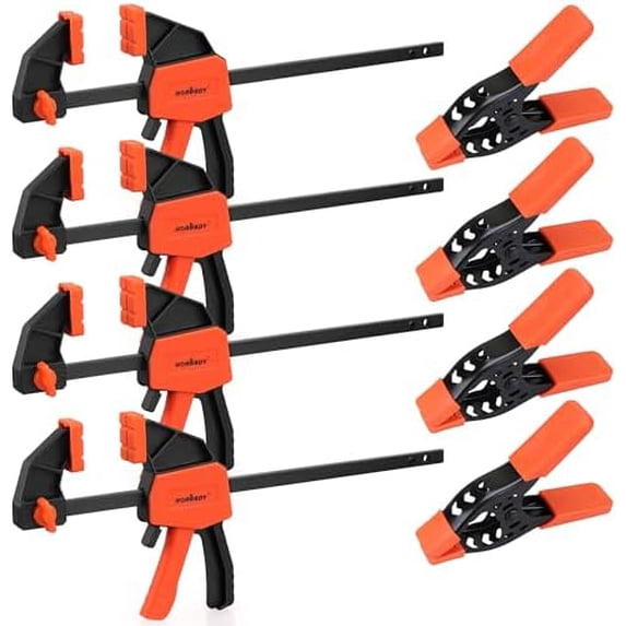 8-Pack Bar and Spring Clamps for Woodworking - 4 Pieces 6" Bar, 4 ...