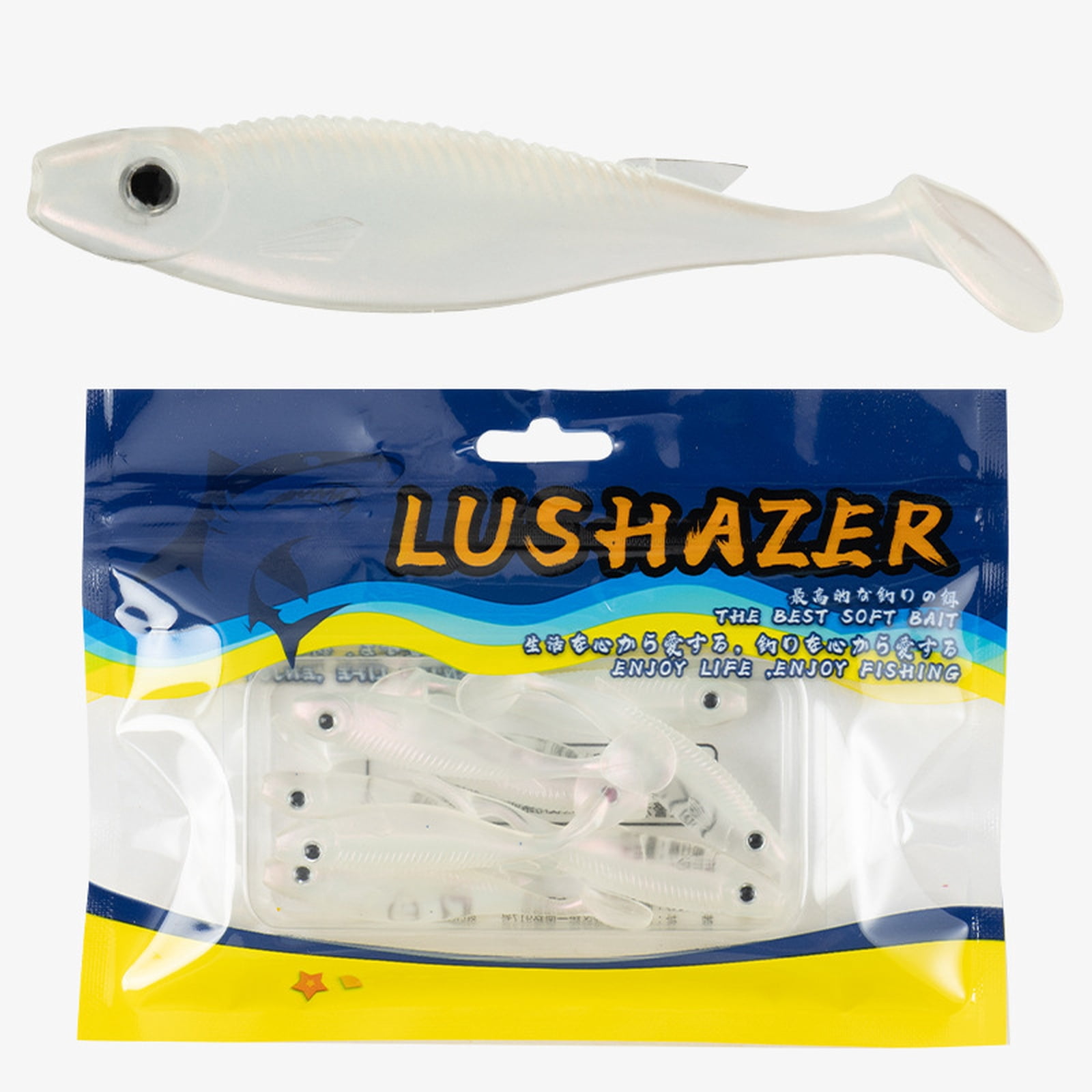 8-Pack Bass Fishing Lures Two-Tone T-Tail Soft Worm 2.44in 0.07oz, Slow ...