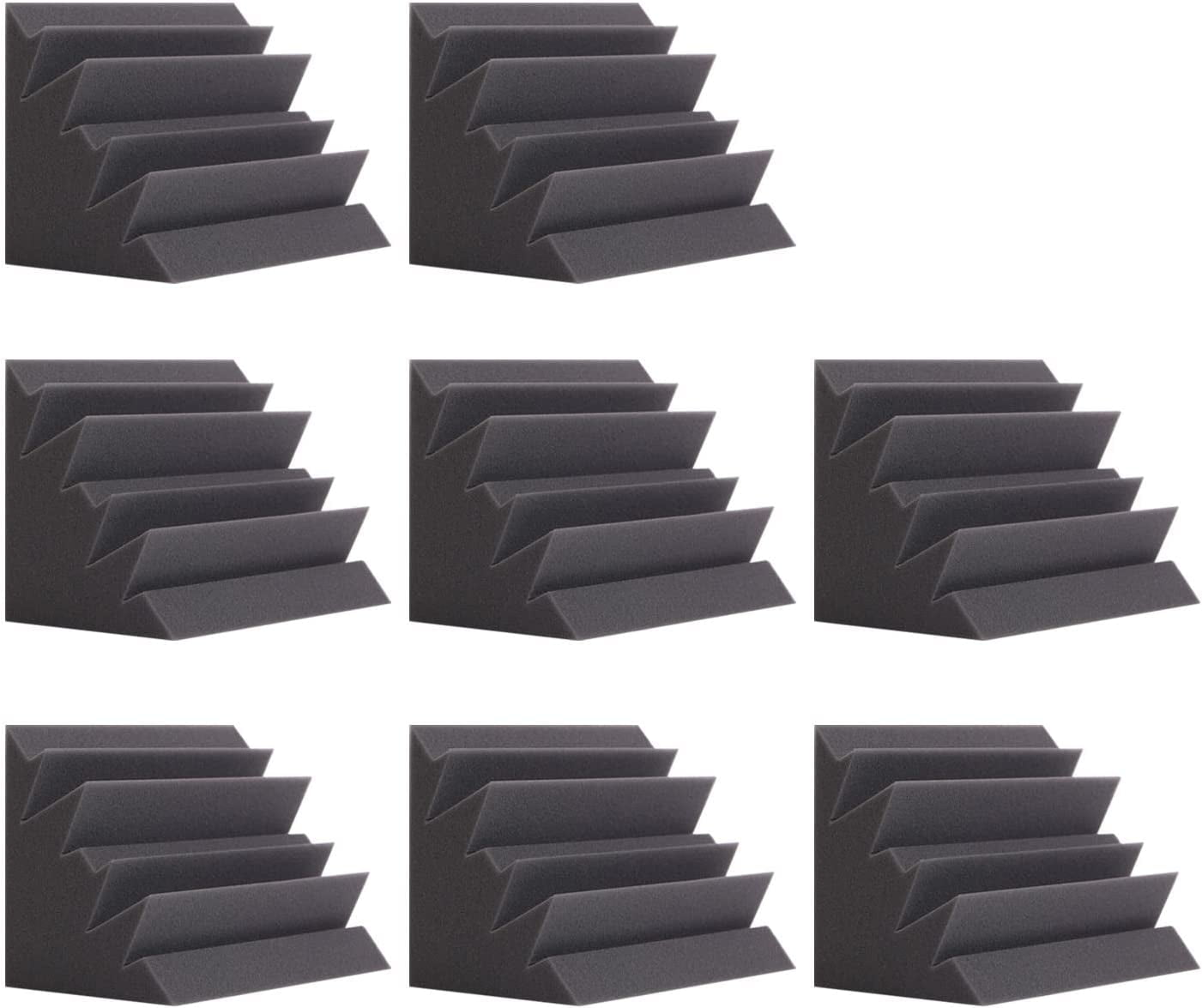 8 Pack - Bass Traps Acoustic Foam Corner, 8''x8''x12'' Black Bass Traps ...