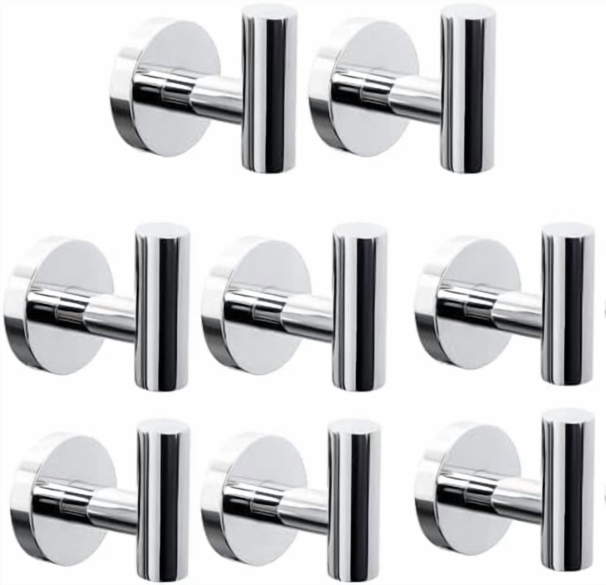 8 Pack Bath Towel Hooks, Wall Mount Towel Holder Chrome Finish Towel ...