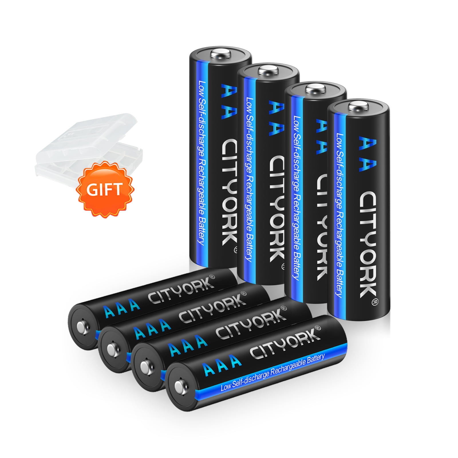 8 Pack Batteries 1.2V AA AAA Rechargeable Batteries, 4 PCS AA 3000mAh ...