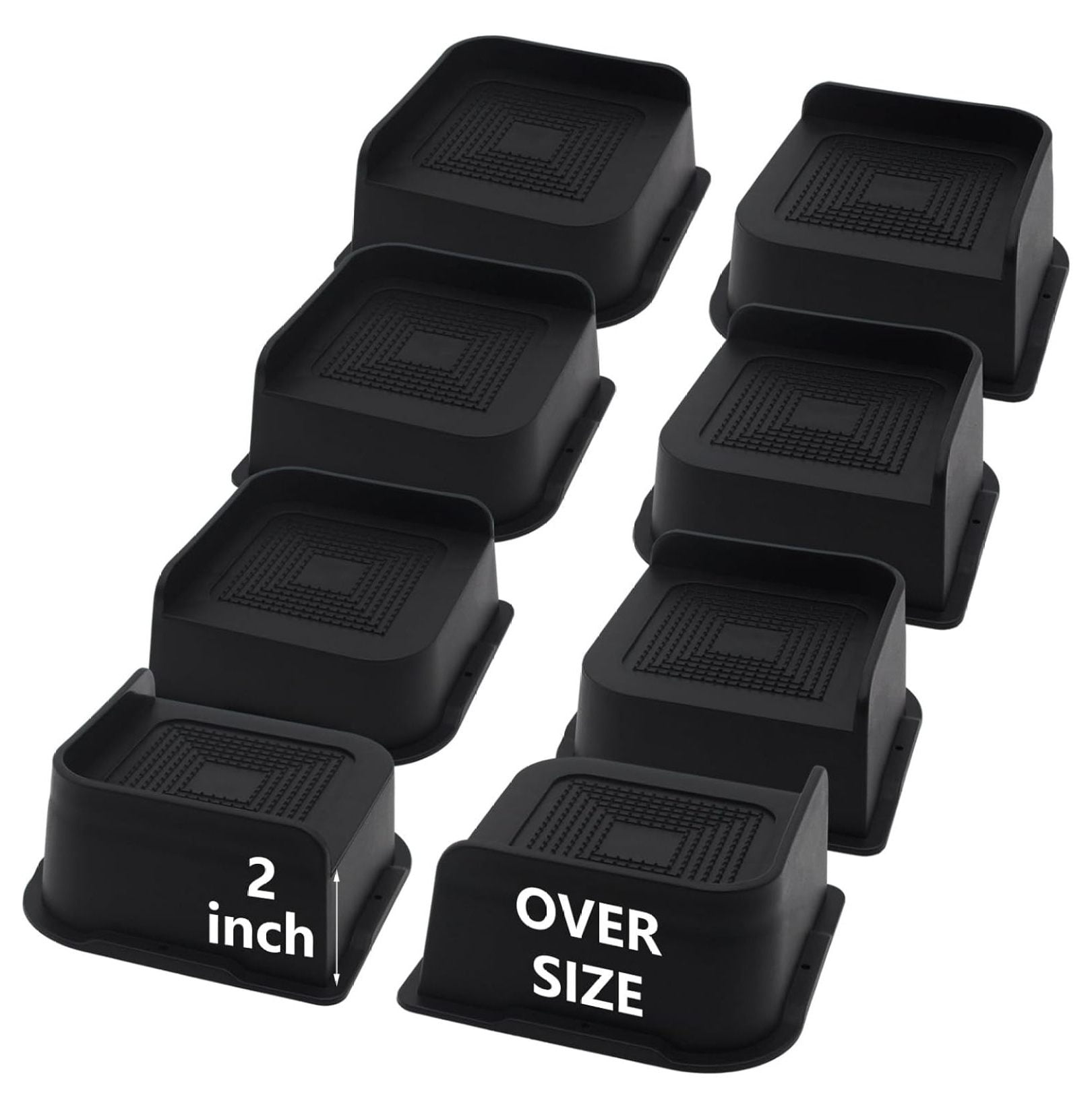 8 Pack Bed Risers 2 inch Heavy Duty, Oversized Furniture Risers, Black ...