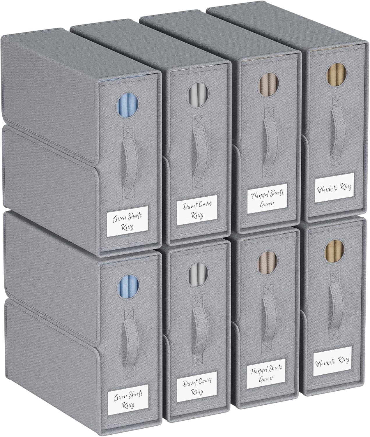 8 Pack Bed Sheet Organizers and Storage, Foldable Fabric Bins with ...