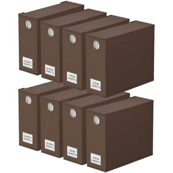 8 Pack Bed Sheet Organizers and Storage, Foldable Linen Closet ...