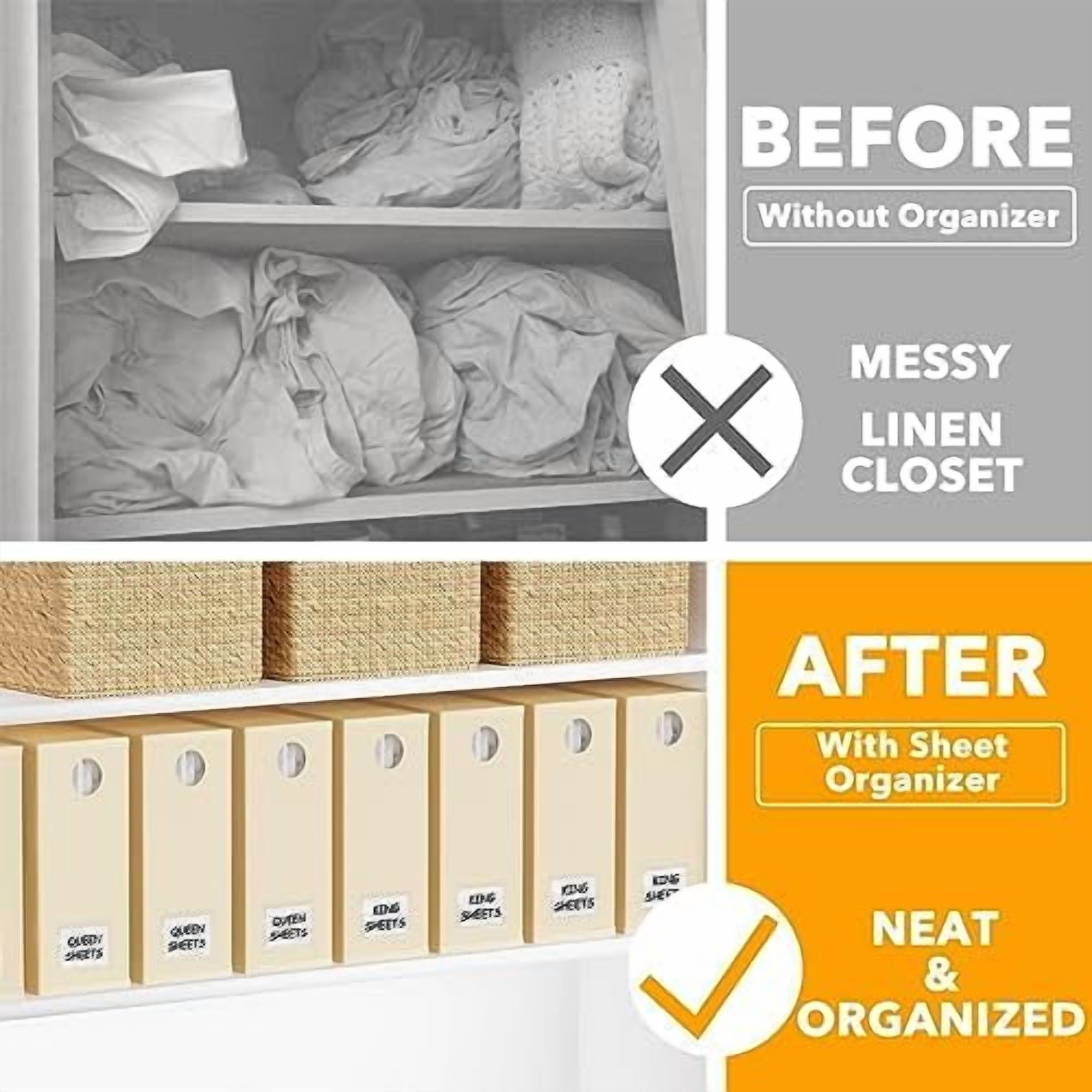 8 Pack Bed Sheet Organizers and Storage, Foldable Sheet Organizer for ...