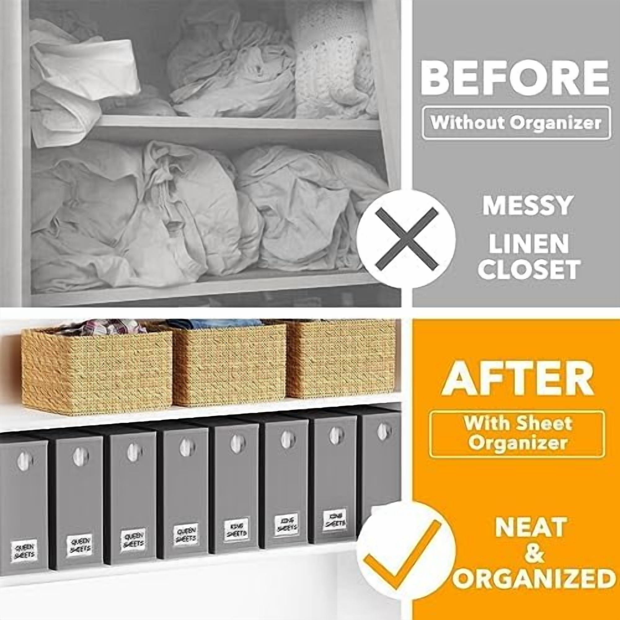 8 Pack Bed Sheet Organizers and Storage, Foldable Sheet Organizer for ...