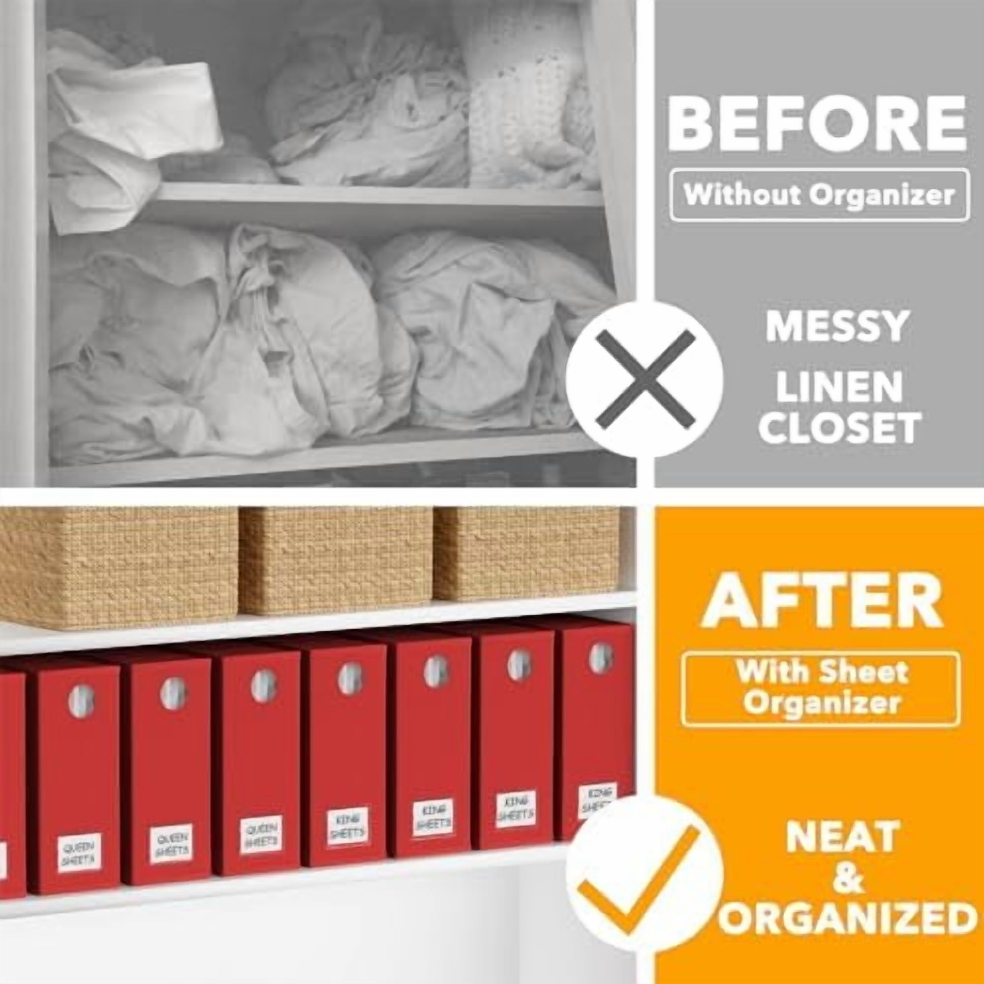 8 Pack Bed Sheet Organizers and Storage, Foldable Sheet Organizer for ...