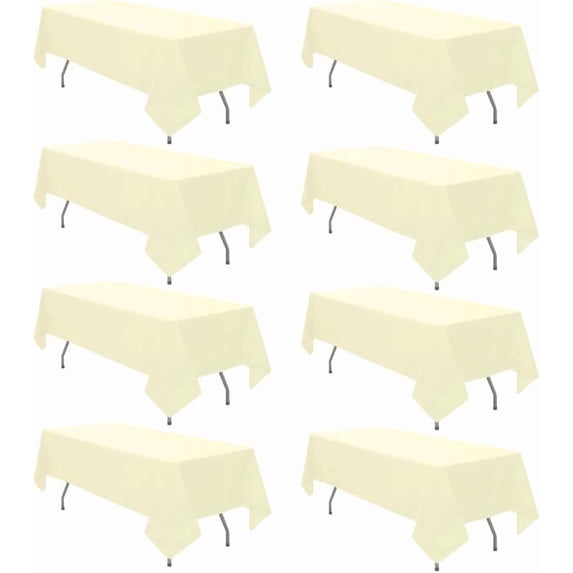 8 Pack Beige Tablecloth 60 x 126 Inch Rectangular Wrinkle Resistant ...