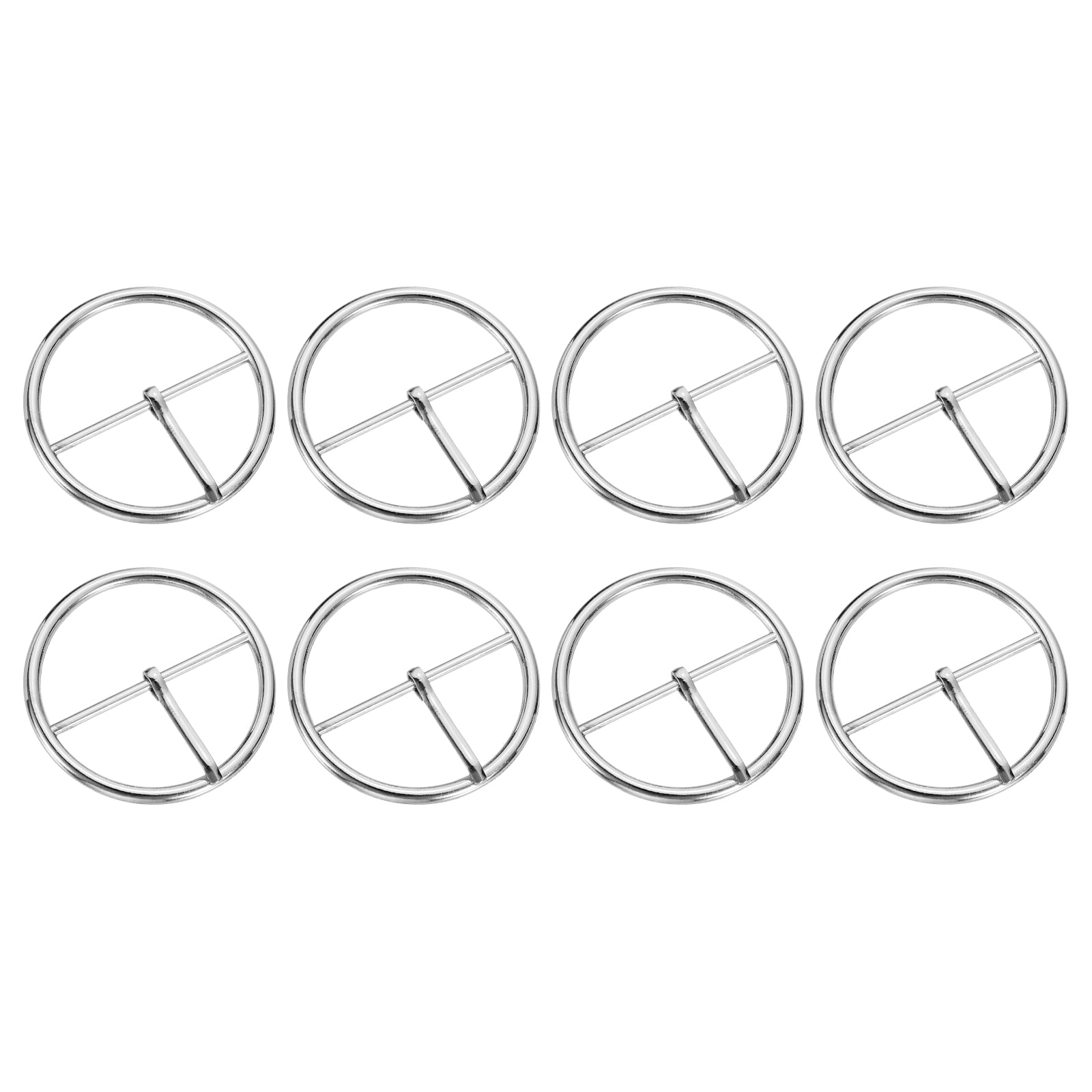 8 Pack Belt Buckle, 1.77" Single Prong Round Centre Bar Buckles, Silver ...