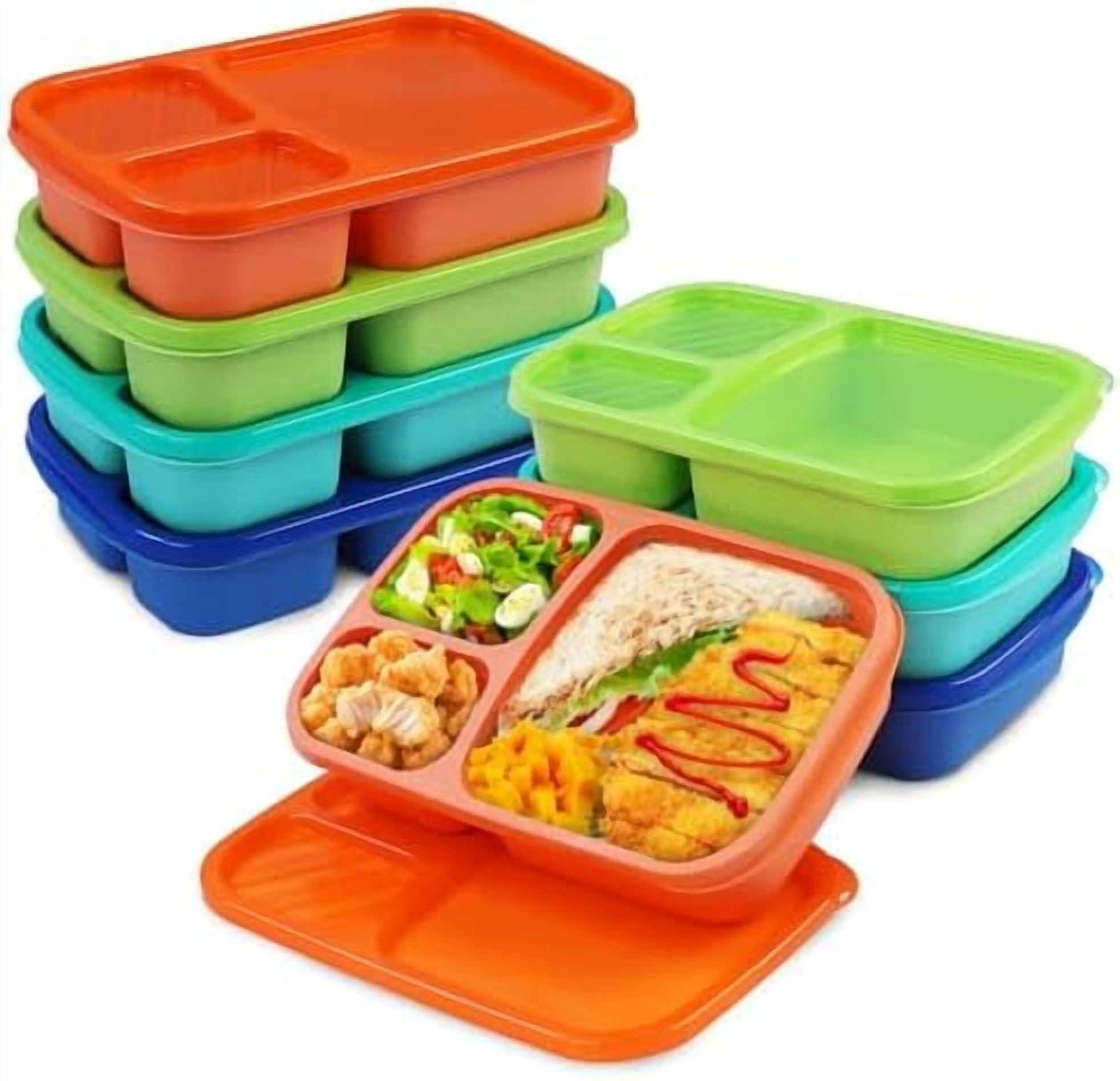 8 Pack Bento Lunch Box Set 3 Compartment Wheat Straw Meal Prep Food ...