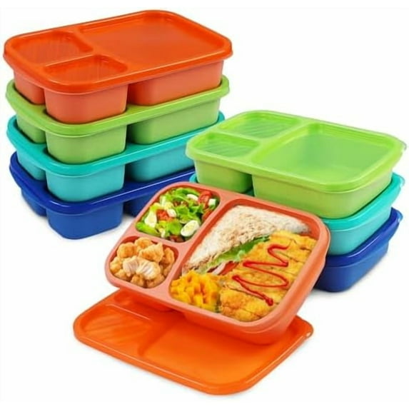 8 Pack Bento Lunch Box Set 3 Compartment Wheat Straw Meal Prep Food ...
