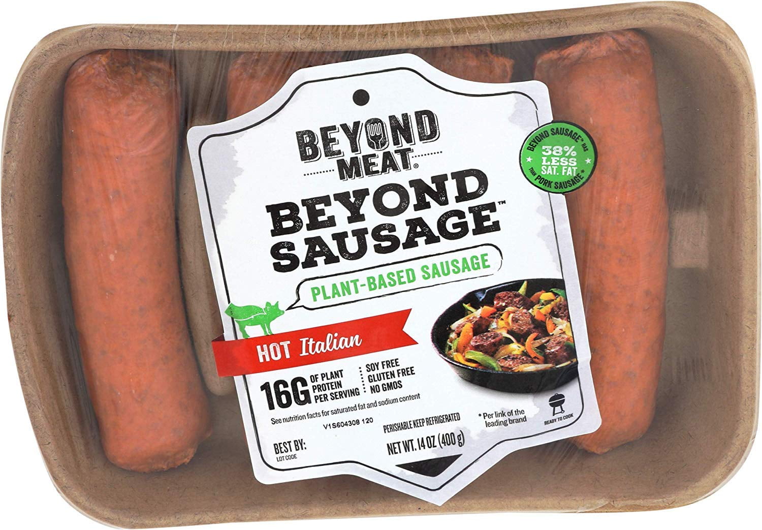 Beyond Meat Vegan Hot Italian Sausage Links, 8-Pack, 14 Ounces ...