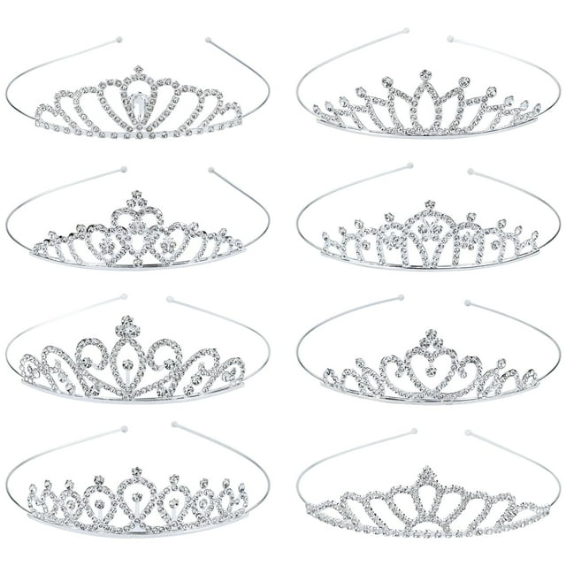 8 Pack Birthday Tiaras for Girls, Rhinestone Crystal Princess Crowns ...