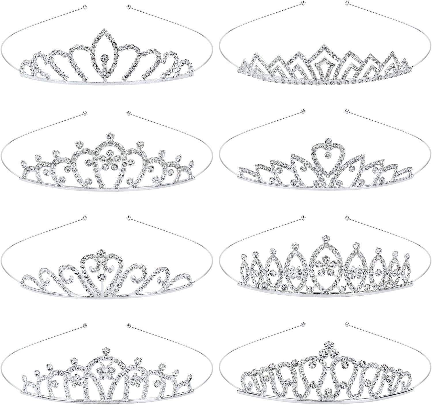 8 Pack Birthday Tiaras for Girls, Rhinestone Crystal Princess Crowns ...