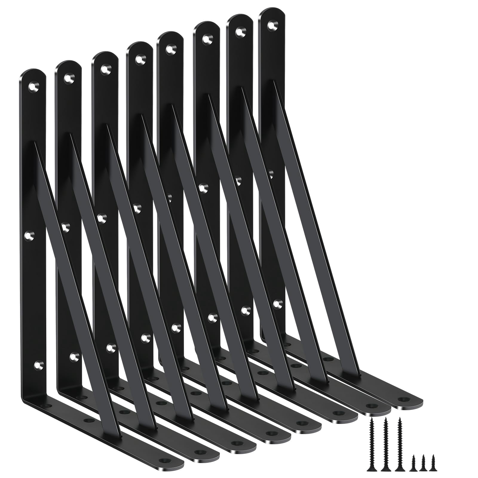 8 Pack-Black 11''x8'' Heavy Duty Metal Shelf Support Brackets - Walmart.com