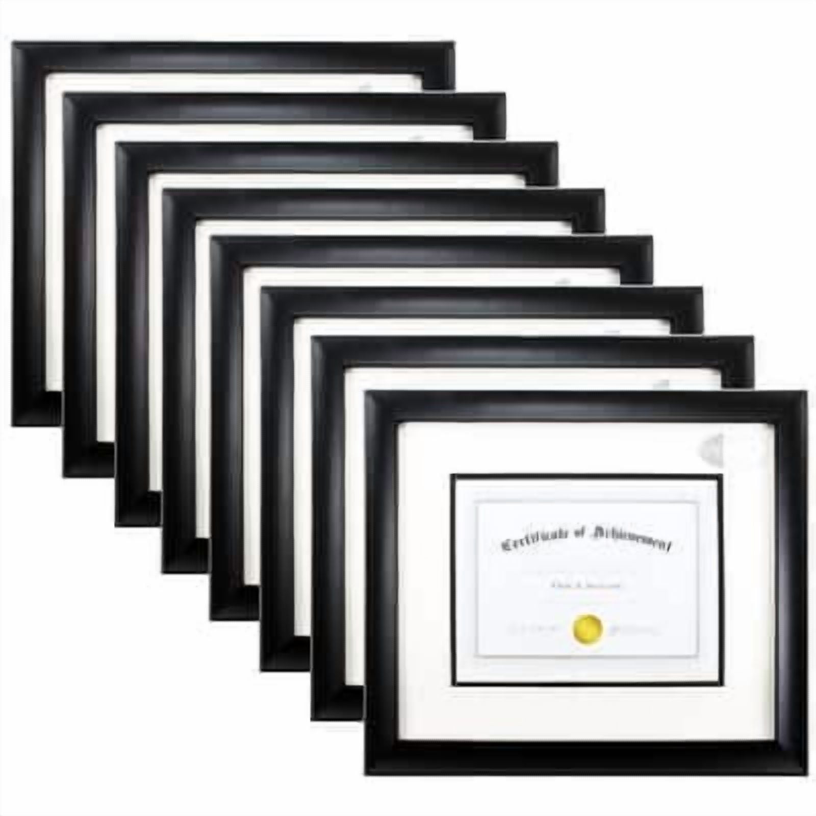 8 Pack: Black - 13" x 15.5" With 8.5" x 11" Double Mat - Document Frame ...