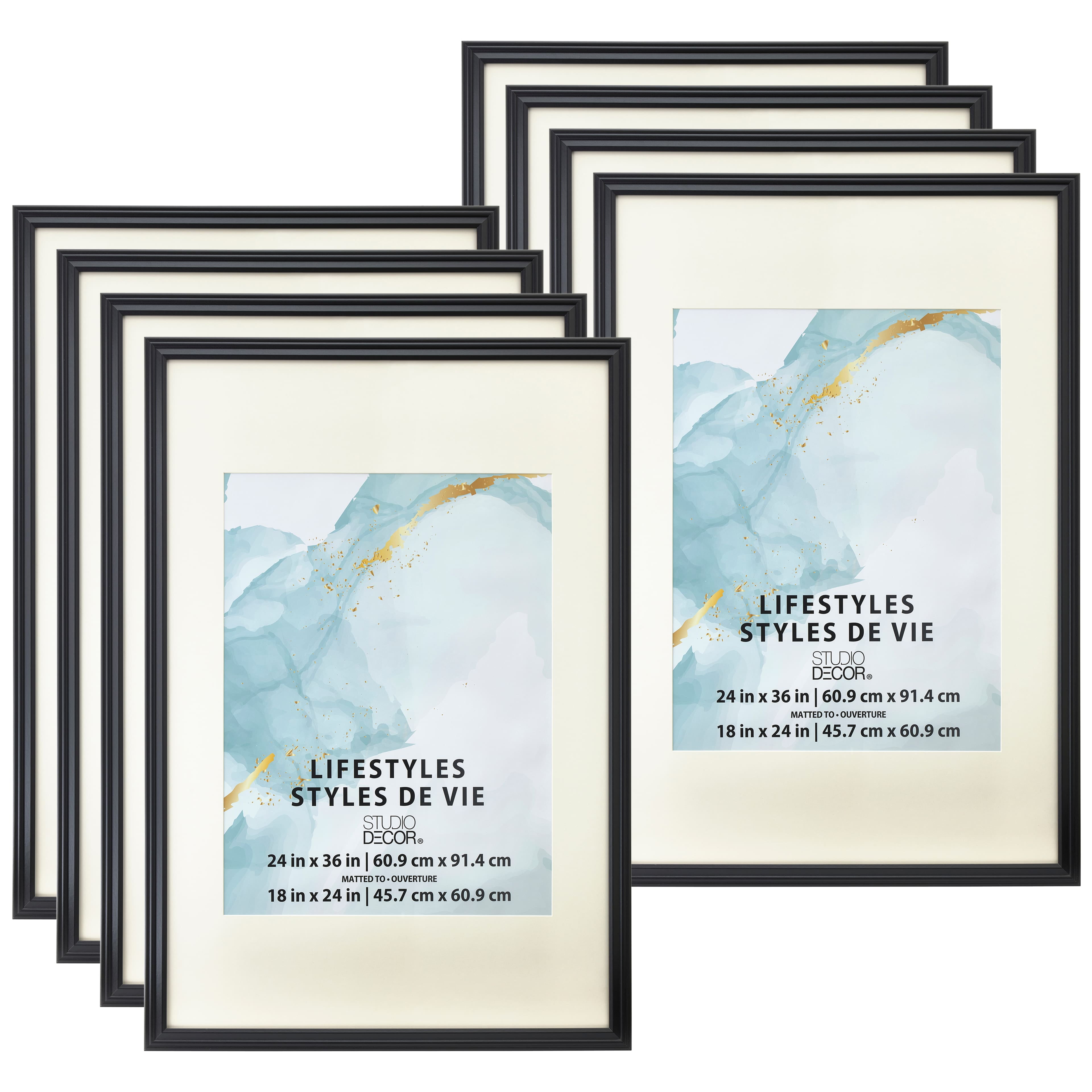 8 Pack: Elegant Large Picture or Poster Frames, 18" x 24" Black with ...