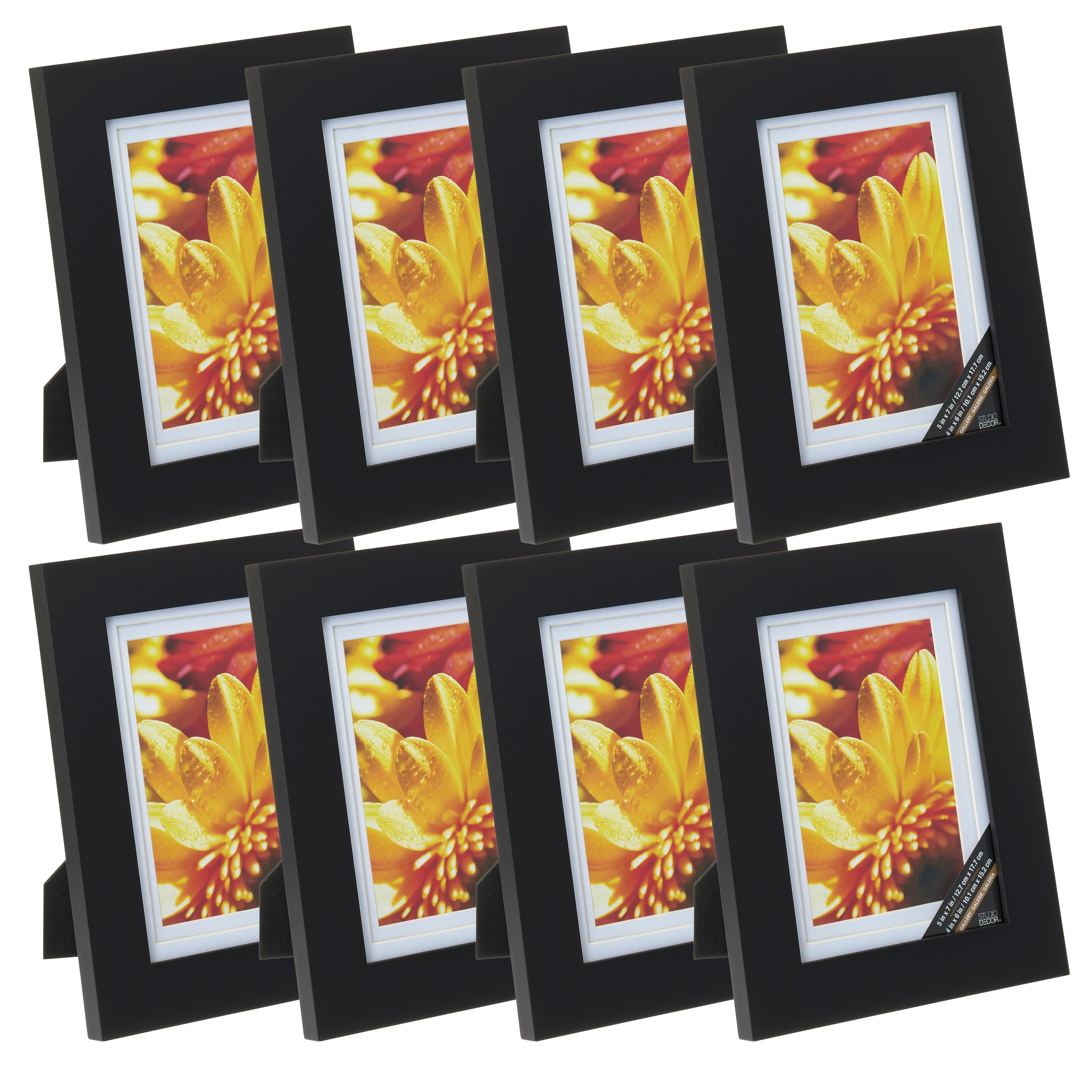 8 Pack: Black 4" x 6" Gallery Frame with Double Mat by Studio Décor ...