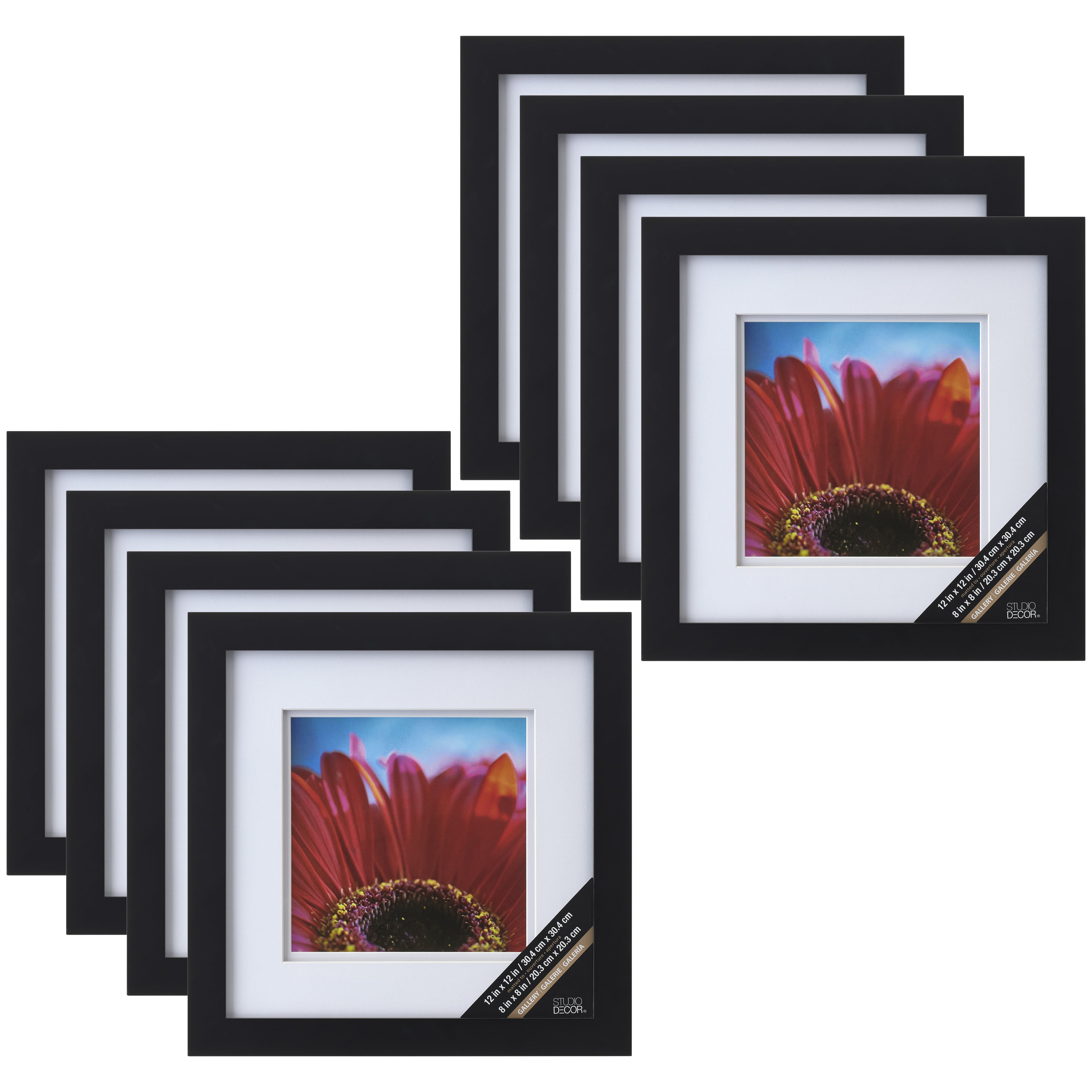 8 Pack: Black 8" x 8' Square Gallery Wall Frame with Double Mat by Studio Décor® - Walmart.com