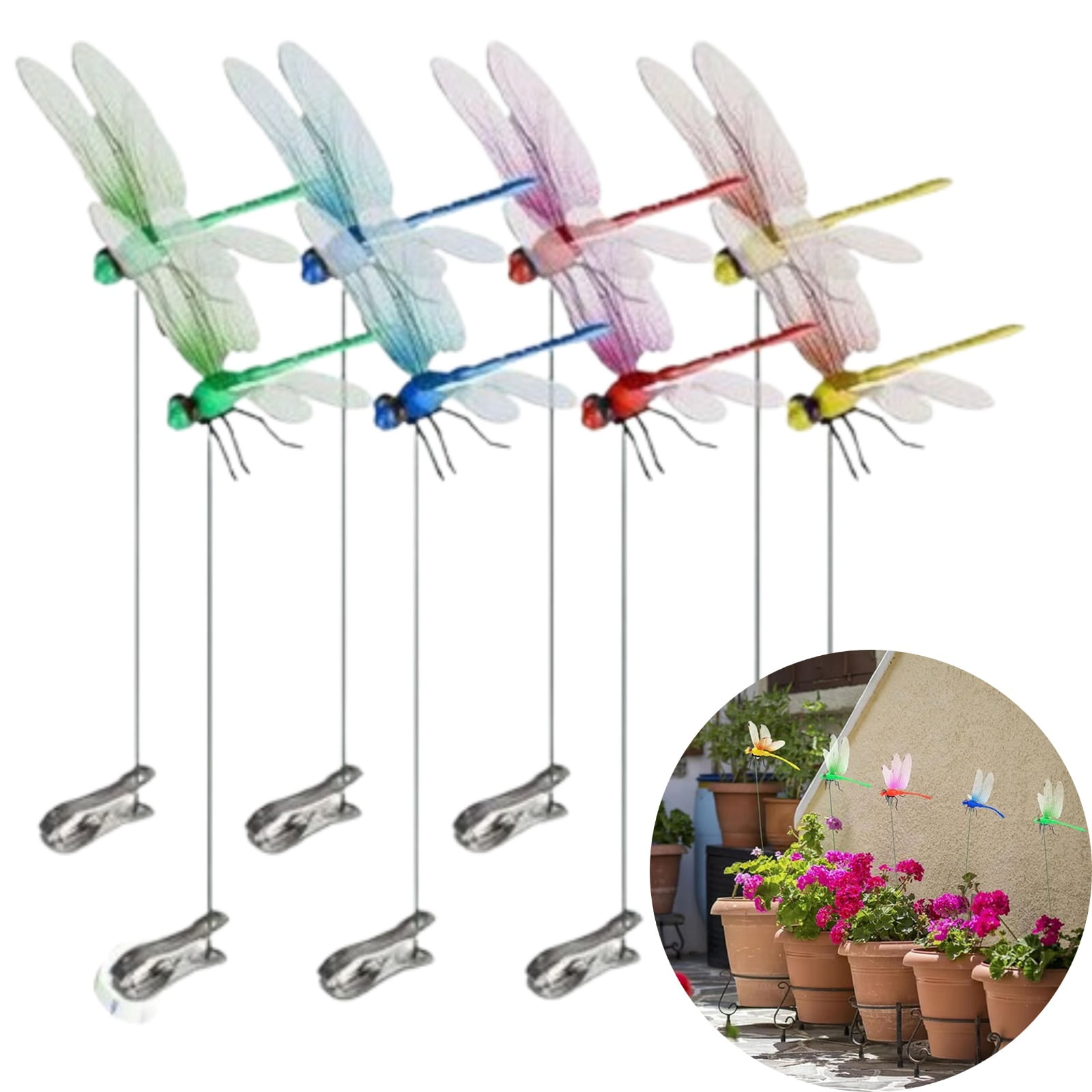 8 Pack Black Dragonfly Hat Clip Bug Repellent - 3D Realistic Artificial ...