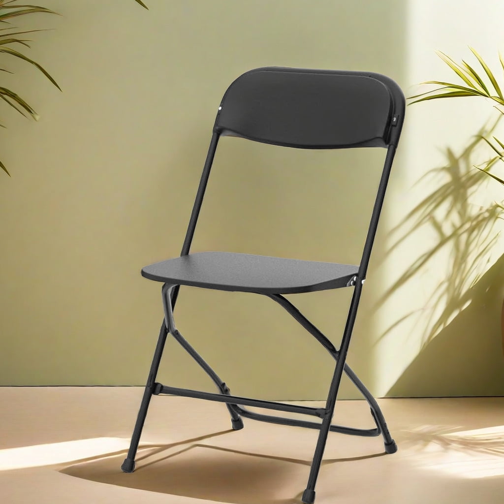 8 Pack Black Folding Chairs, Indoor Outdoor Portable Seat, Stackable ...