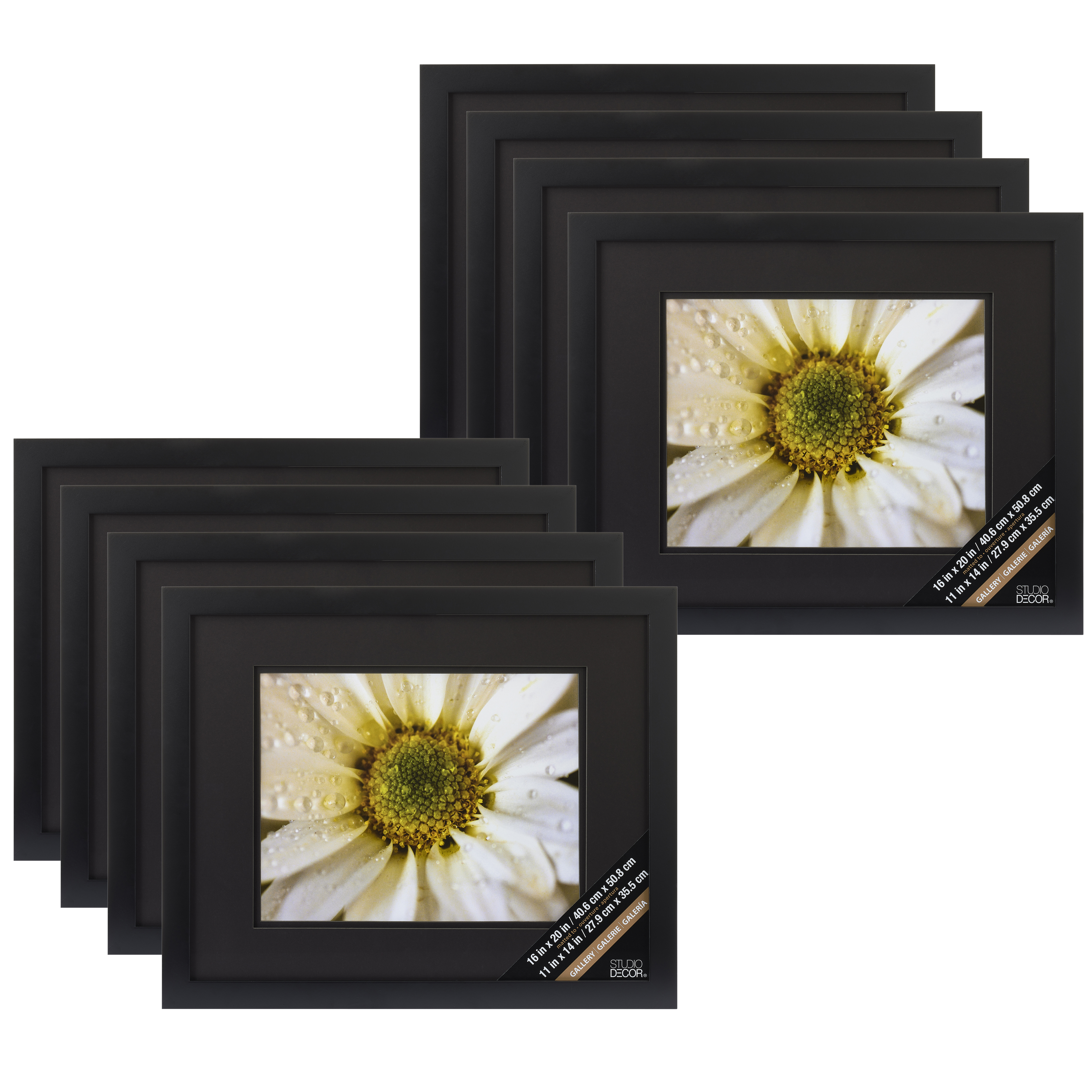 8 Pack: Black Gallery Wall Frame with Double Mat Airfloat Gallery™ by ...