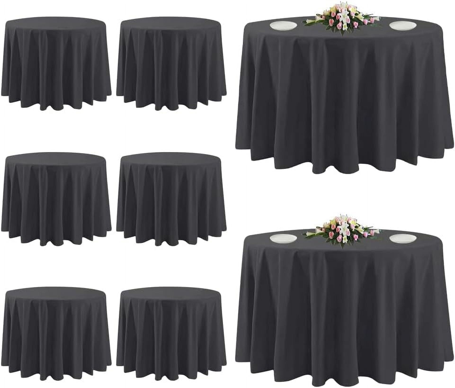 8 Pack Black Round Tablecloths, 120 Inch Stain Resistant and Wrinkle ...
